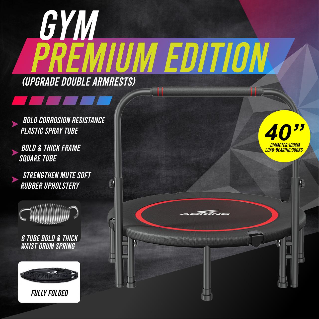 Silent Foldable Trampoline 40 Inch Adults Kid With Armrest Adjustable ...