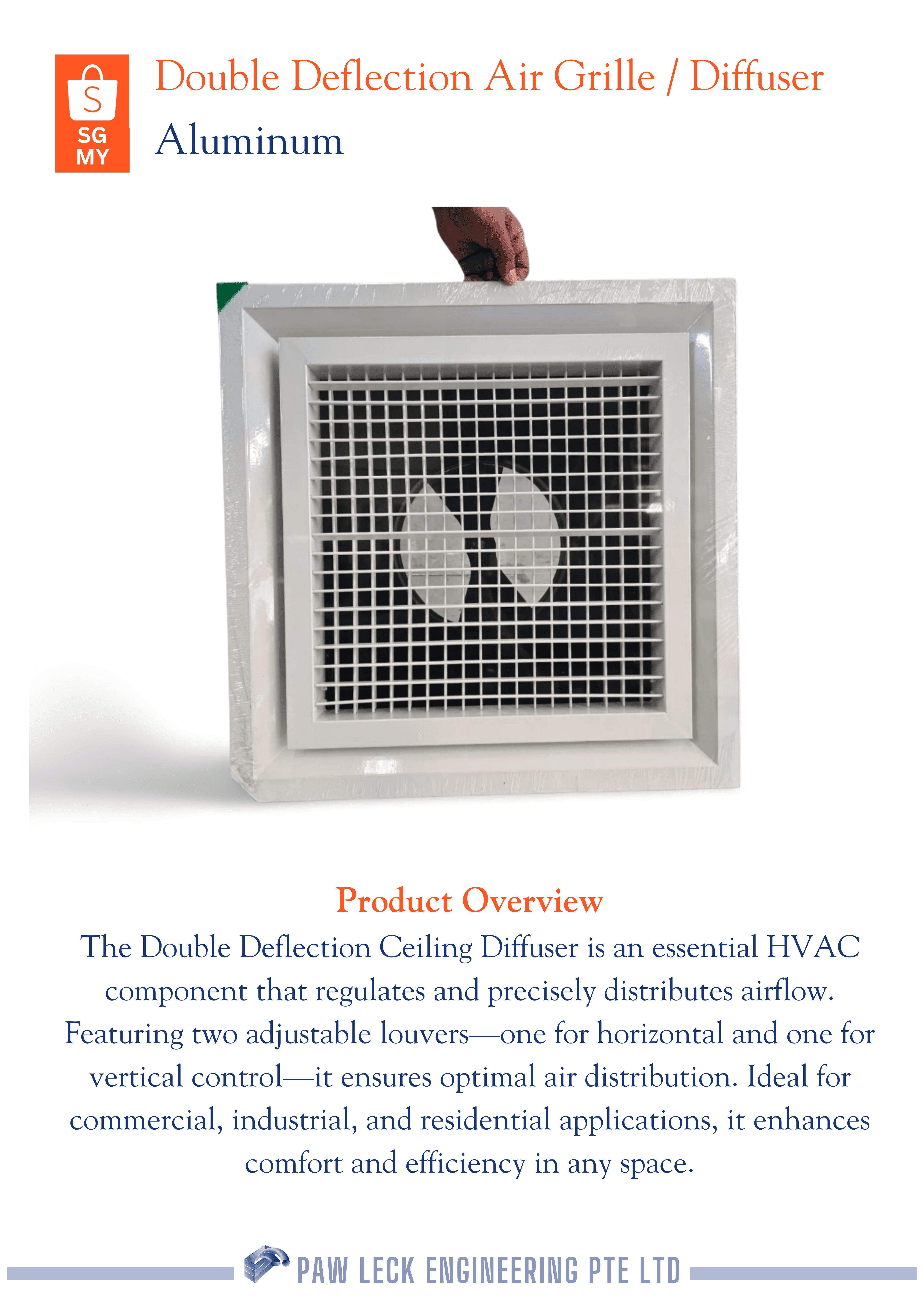 Double Deflection Grille / Aluminum Double Deflection Diffuser | Shopee ...