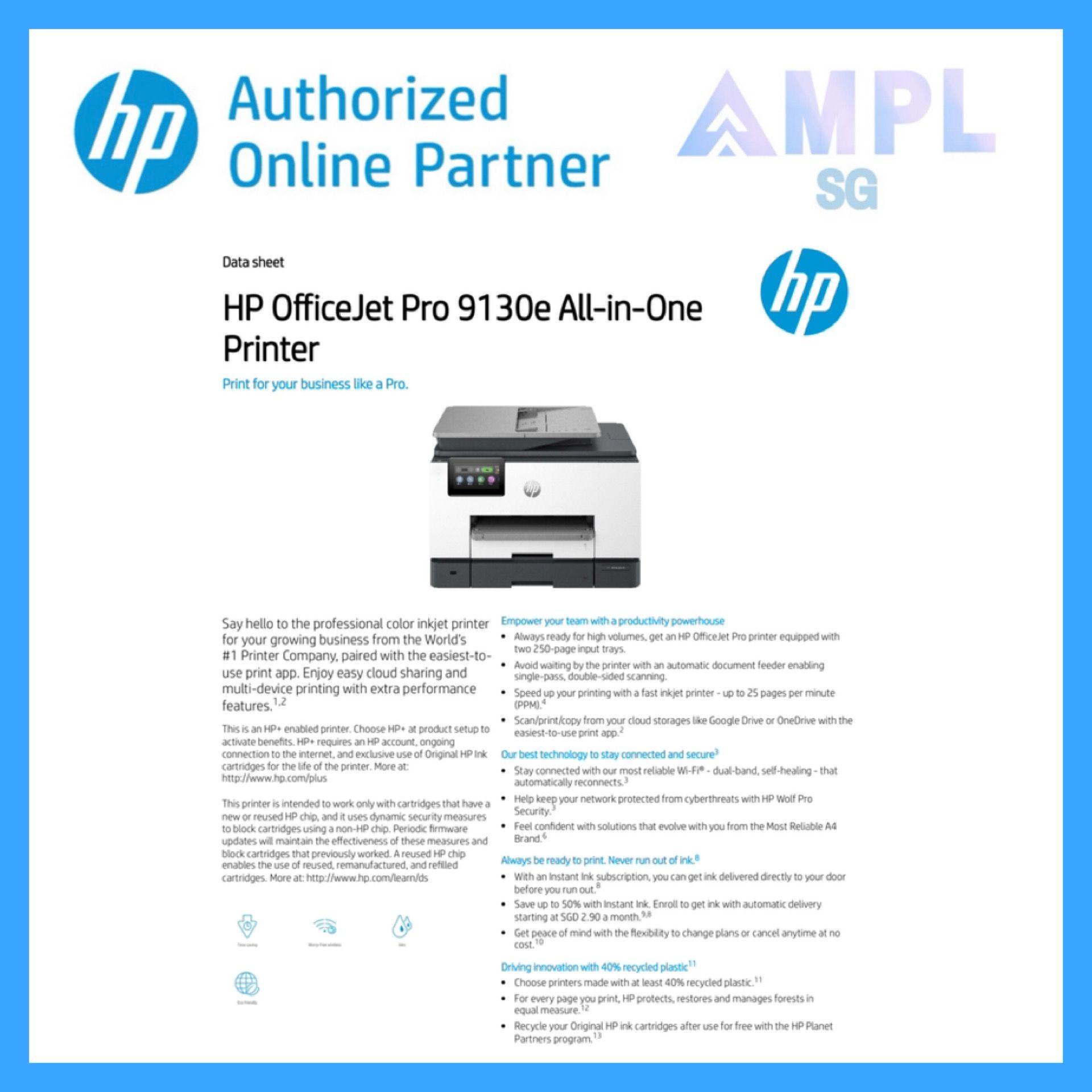 NEW HP OfficeJet Pro 9130e All-in-One Printer | Free $50 eVouchers ...