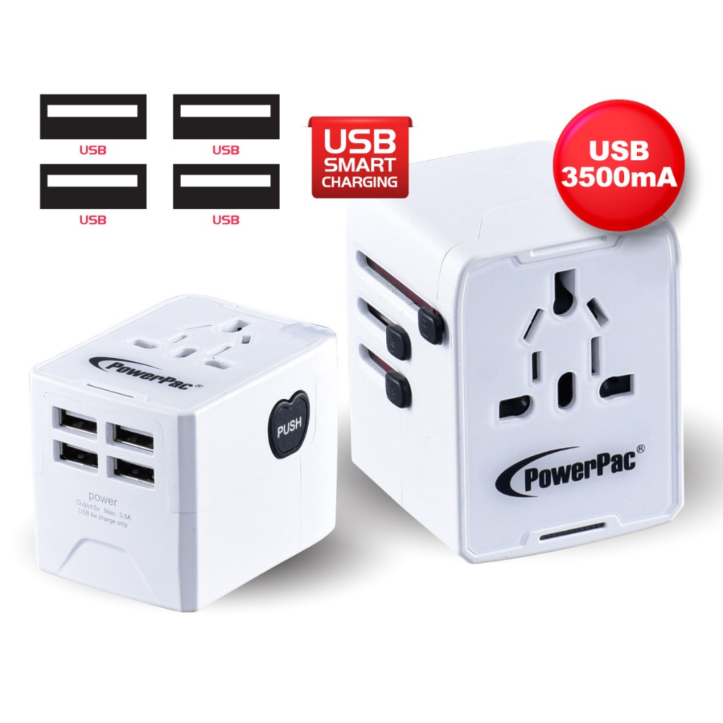 PowerPac Multi Travel Adapter USB Charger | USB-A | USB-C (PP7980 ...