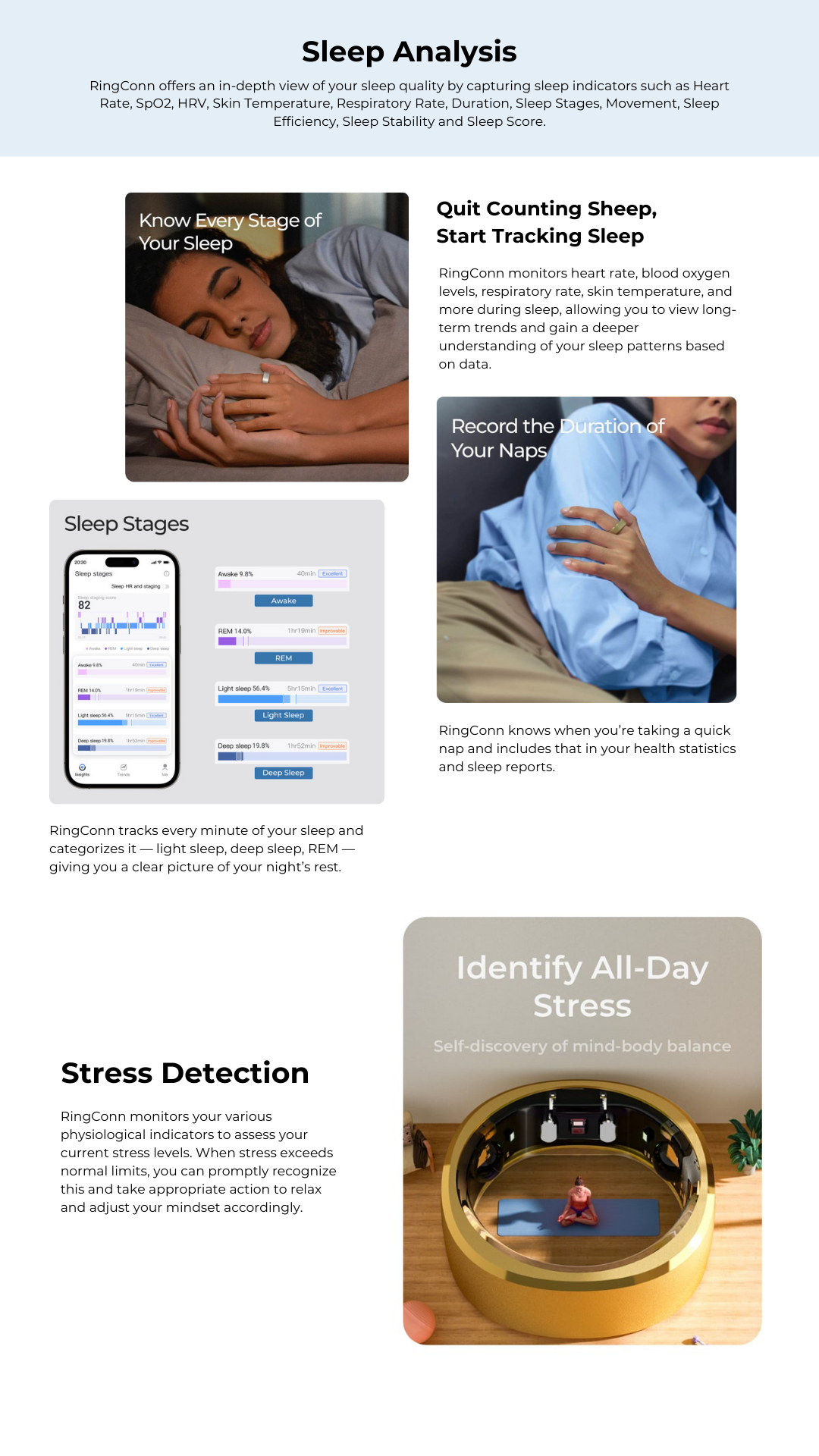 RingConn Gen 1 Smart Ring [Silver] - 24/7 Health Tracker, No ...