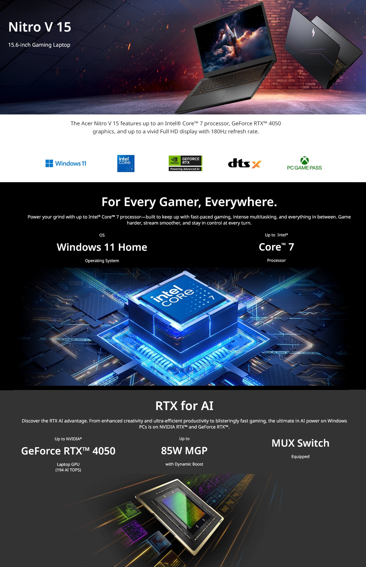 [Intel Core 5 processor & NVIDIA RTX 4050] Acer Nitro V ANV15-52-5302 ...