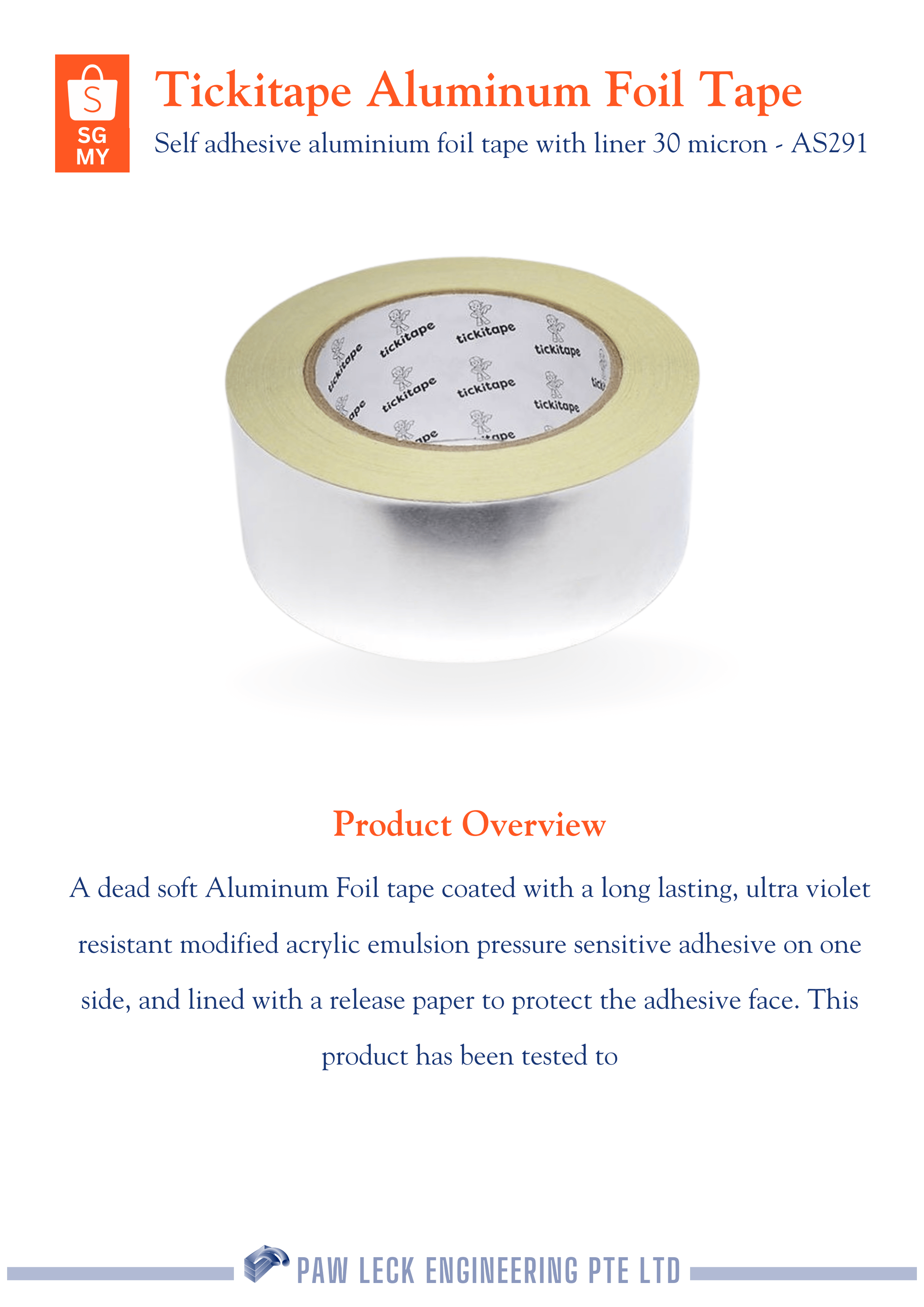Tickitape aluminium foil tape Self adhesive aluminium foil tape with ...