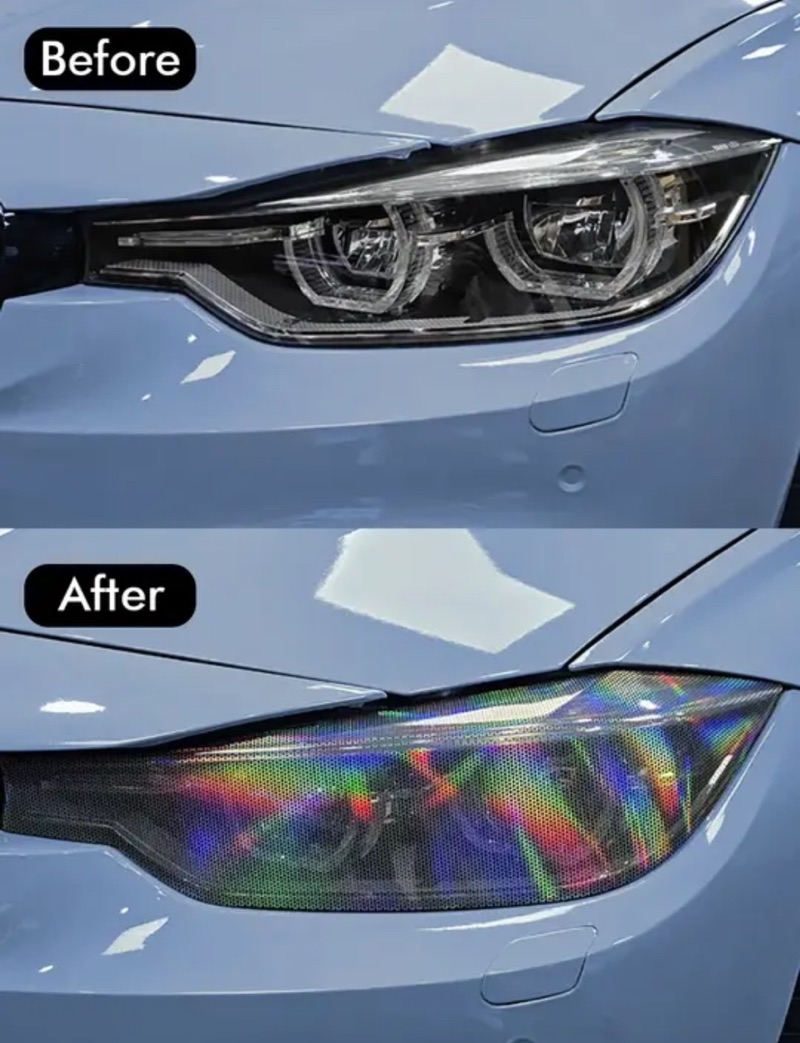 Honeycomb laser rainbow chameleon headlight, tail Protection tint film ...