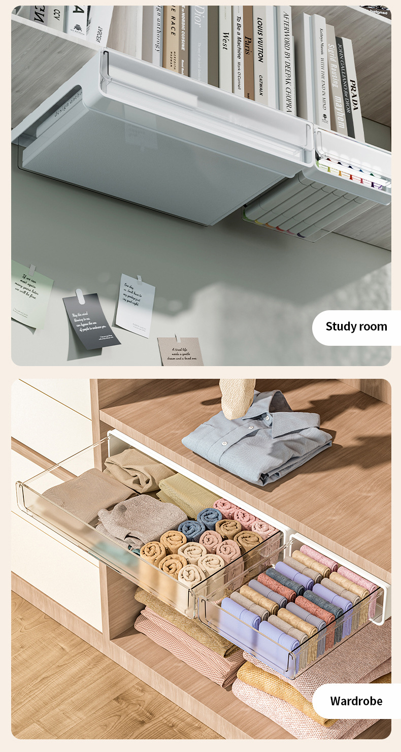 (HOME+) Drawer Style Storage Box Under Desk Large Capacity Office Desk ...