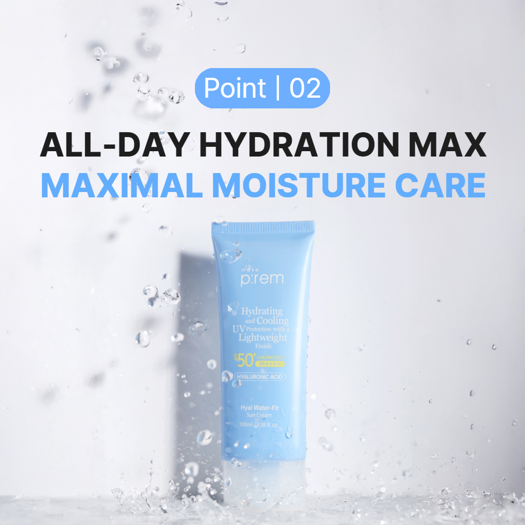 MAKE PREM Hyal Water Fit Cooling Face & Body Sunscreen Sunblock SPF 50 ...