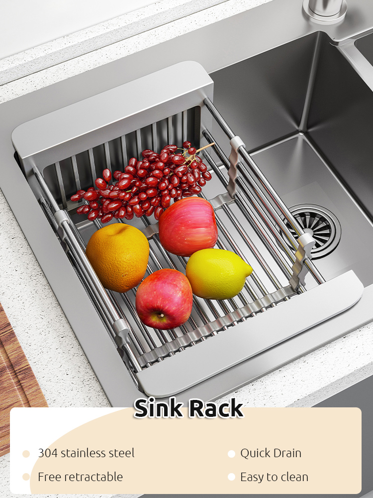🇸🇬【SG stock】Stainless Steel Kitchen Sink Rack / Extendable Dish Drainer ...