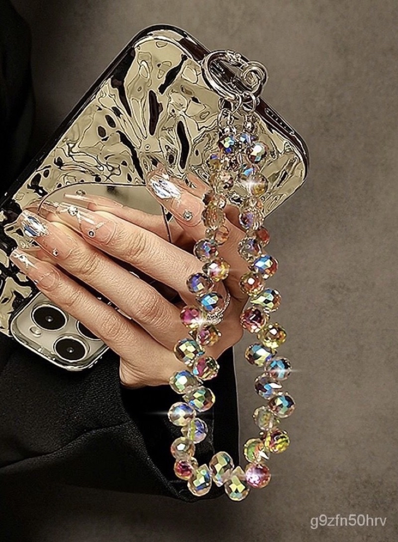 [Sg Ready Stocks] Luxury Crystal Beads Wrist Chain Clip Mobile Phone ...