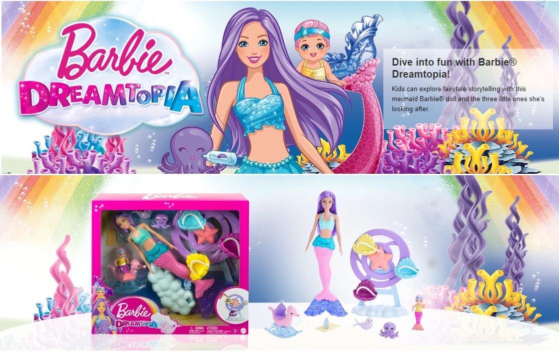 Barbie Mermaid Doll, Nurturing Playset With Merbaby, Octopus And Seal ...