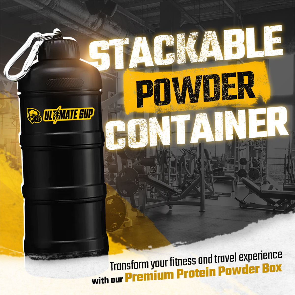 Ultimate Sup, Stackable Powder Container, Water Bottle, Powder Storage ...