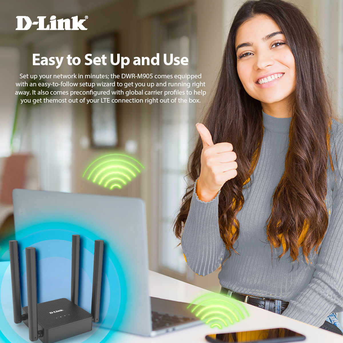 D-Link DWR-M905 N300 3G/4G LTE Wireless WiFi Mobile Router (with Nano ...