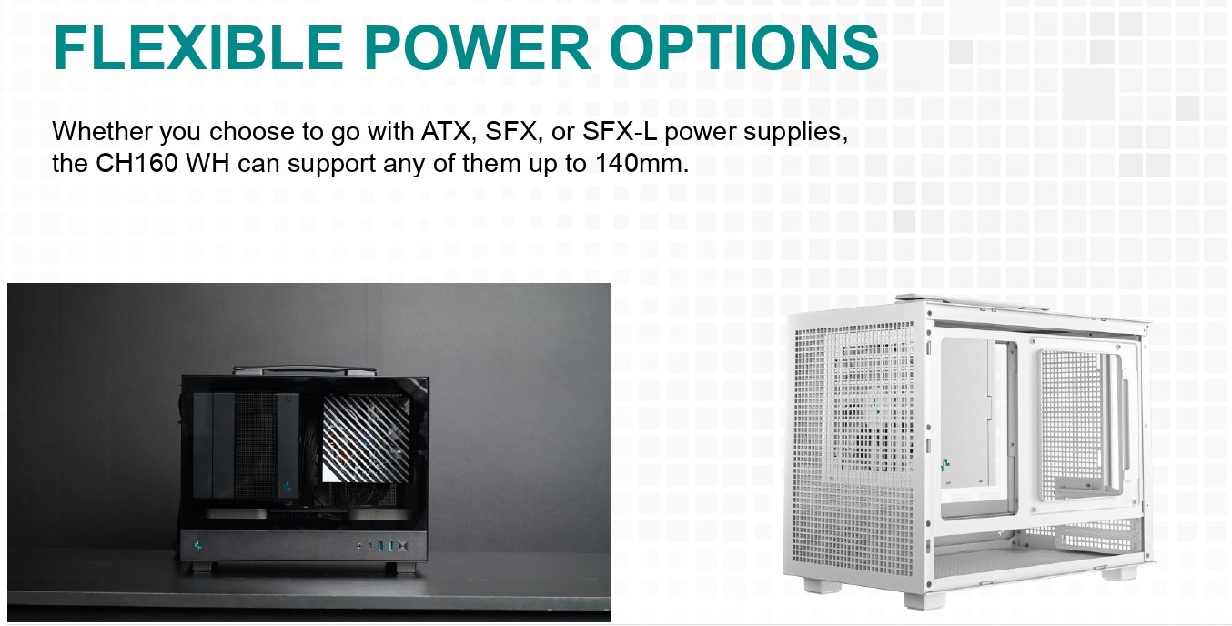 DEEPCOOL CH160 Ultra-Portable Tempered Glass Mini-ITX Case, Black ...