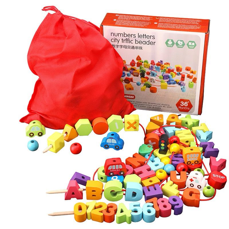 Children Toys Threading Toys Numbers Letter Beads String Lacing Beads ...