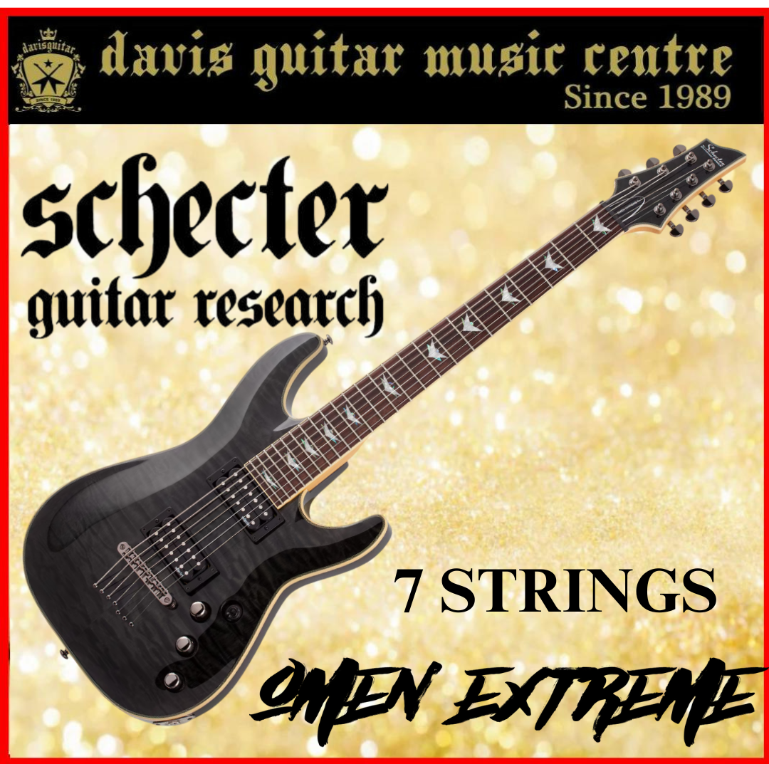 Schecter OMEN EXTREME 7 Strings See Through Black Gloss Electric Guitar ...