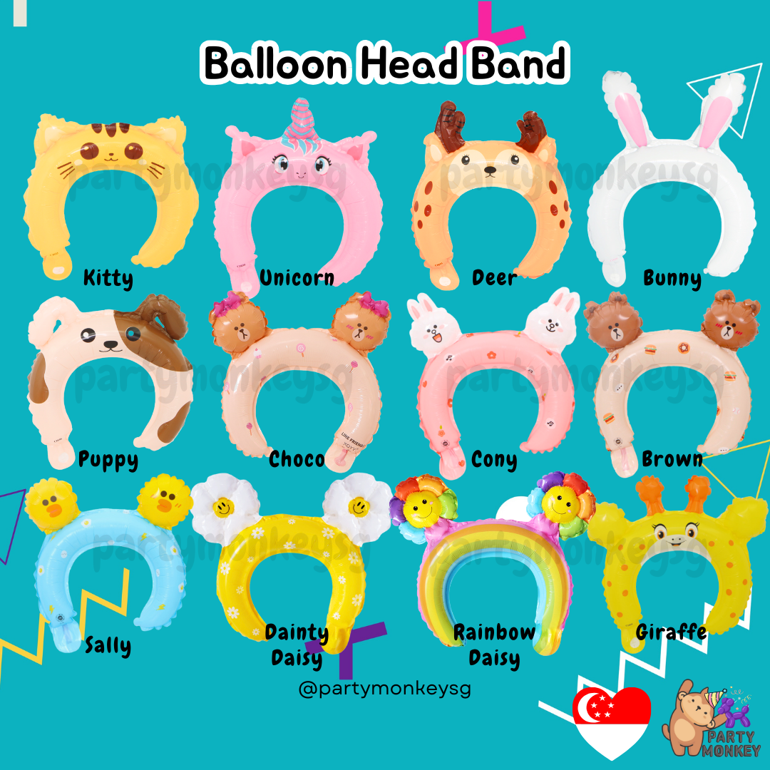 [SG Instock] Cartoon Head Band Balloon Balloons Birthday Party Banner ...