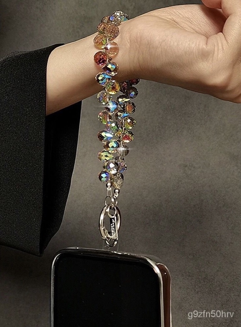 [Sg Ready Stocks] Luxury Crystal Beads Wrist Chain Clip Mobile Phone ...