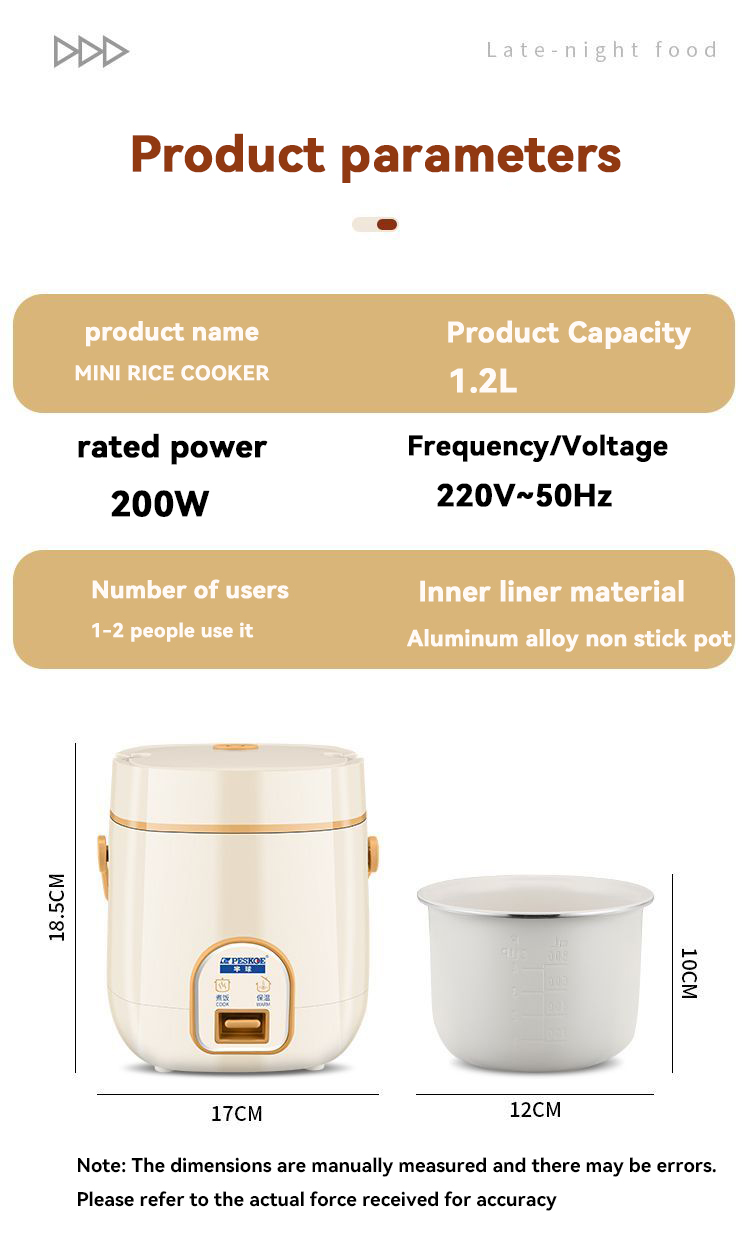[2025 New] PESKOE 1.2L Mini Electric Rice Cooker Food Grade Automatic ...
