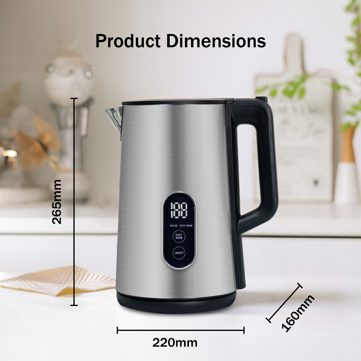 PowerPac Digital Kettle, Electric Kettle, Cordless Kettle Jug 1.7L ...