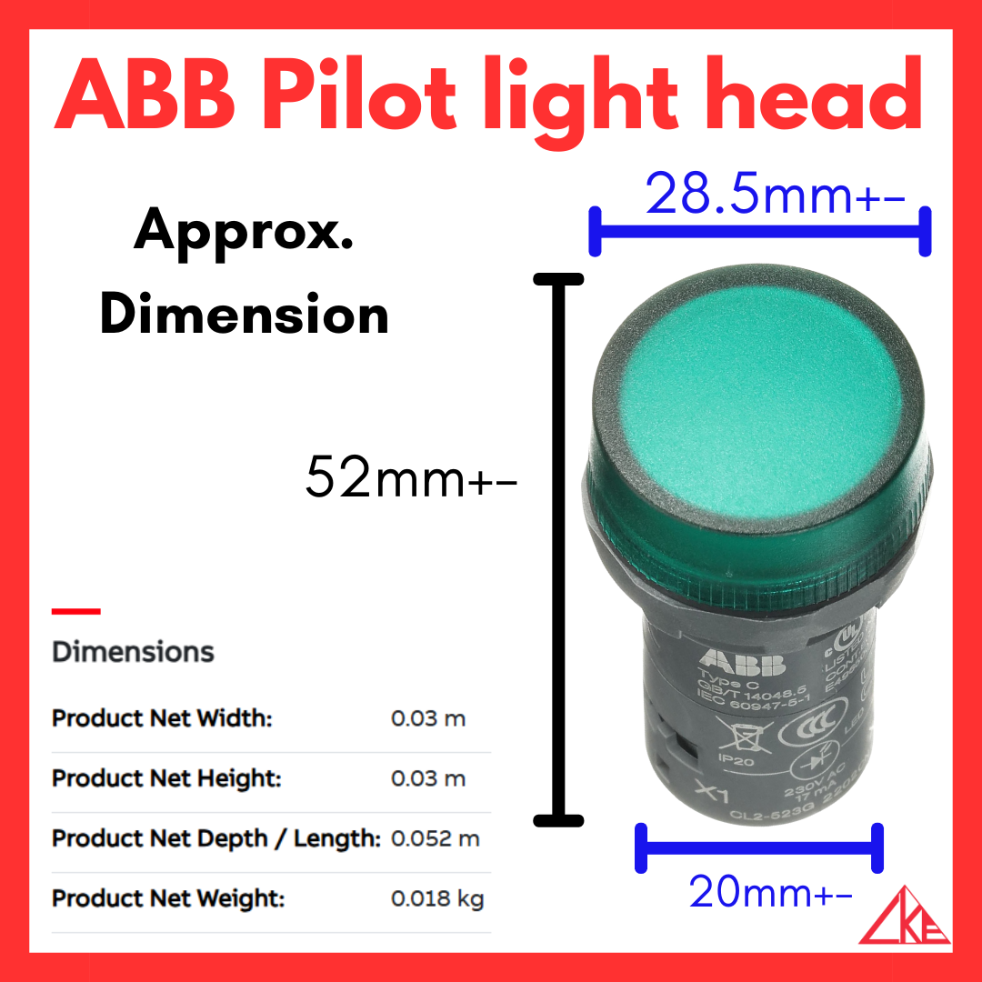 ABB Pilot Light Head - Illuminated - 230V A (RED / GREEN / YELLOW ...