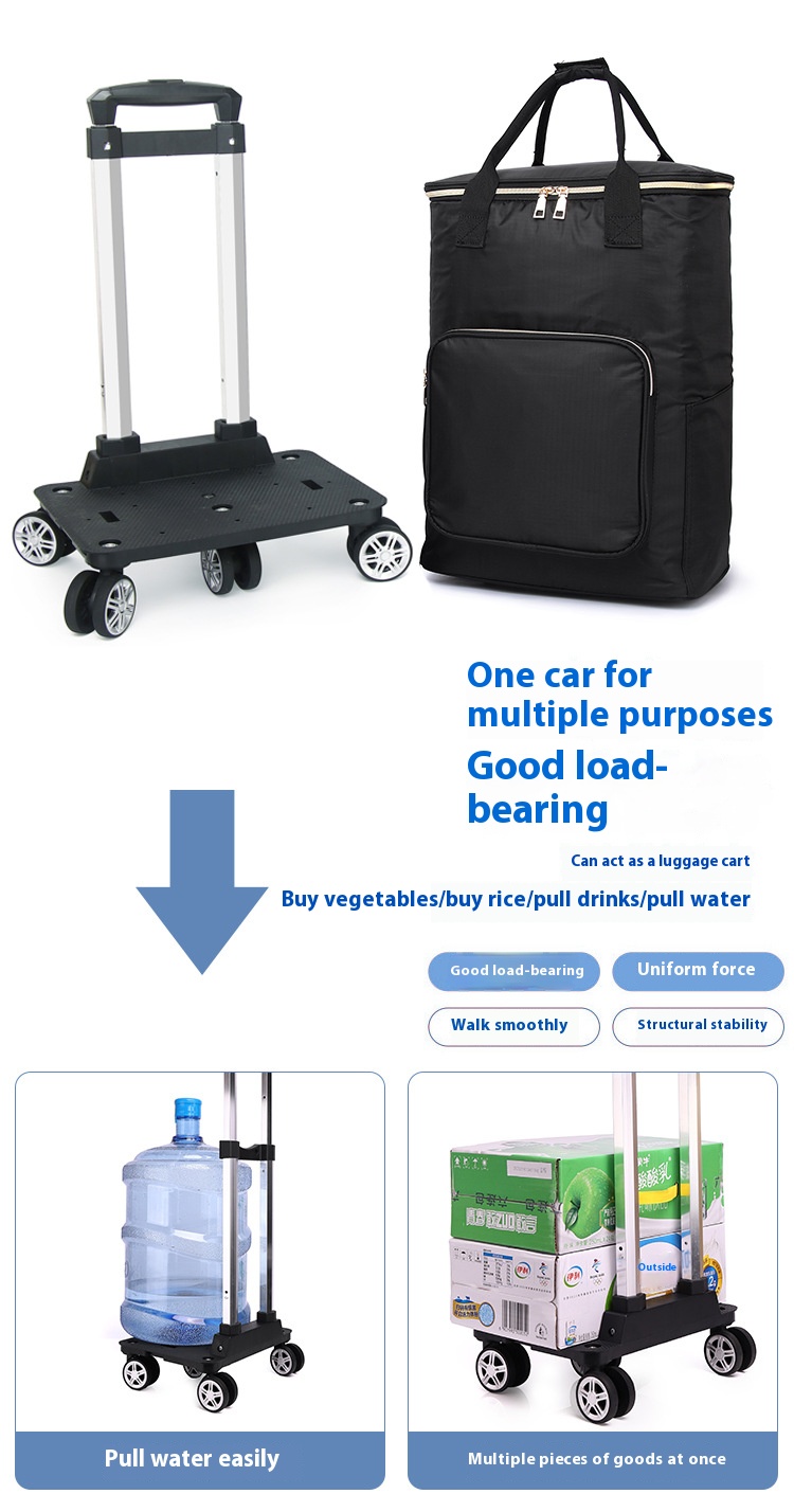 SG Folding Shopping Trolley 5-wheel Large Capacity Retractable Grocery ...