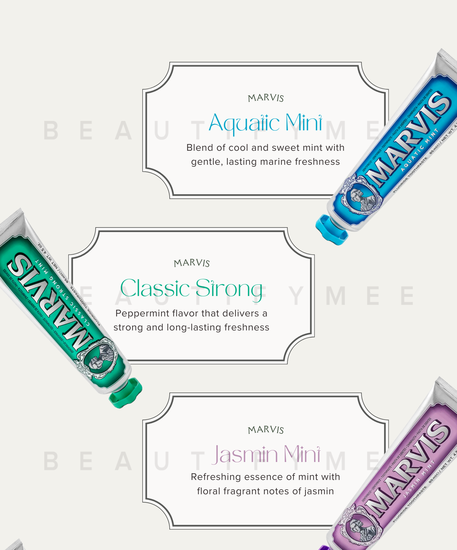 Marvis Toothpaste Collection (Blossom Tea, Classic Strong Mint, Creamy ...