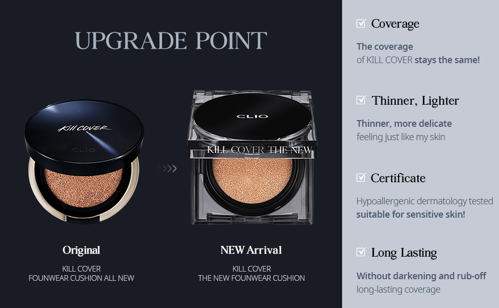 [CLIO] 72 hour Kill Cover The New Founwear Cushion Set [15g+15g(Refil) │ SPF50+, PA+++] (Semi ...