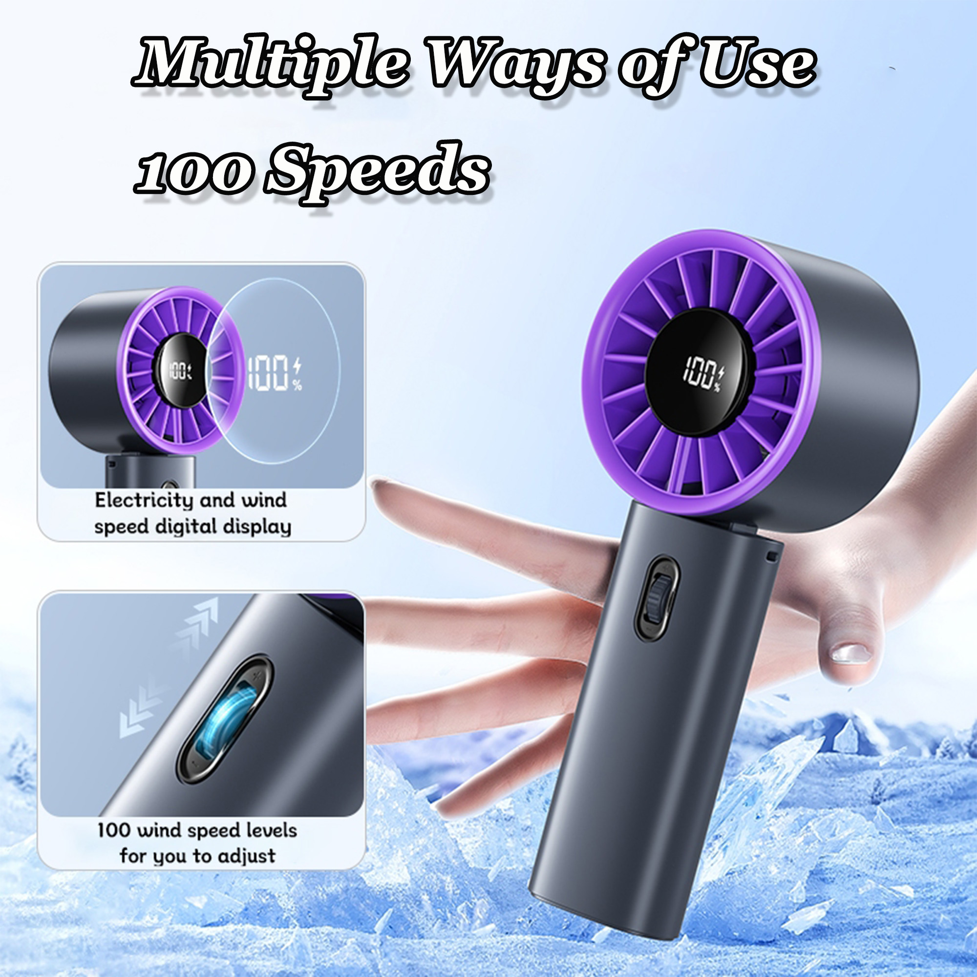 ChiyoMI Handheld Fan Foldable Mini fan USB 100 levels wind Super ...