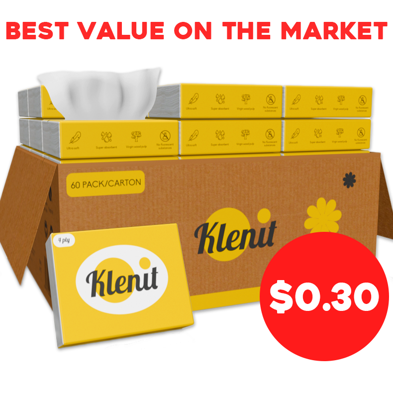 [$0.30/Pack] Klenit 4 Ply Household Facial Tissue Packet | 4 Ply Tissue ...