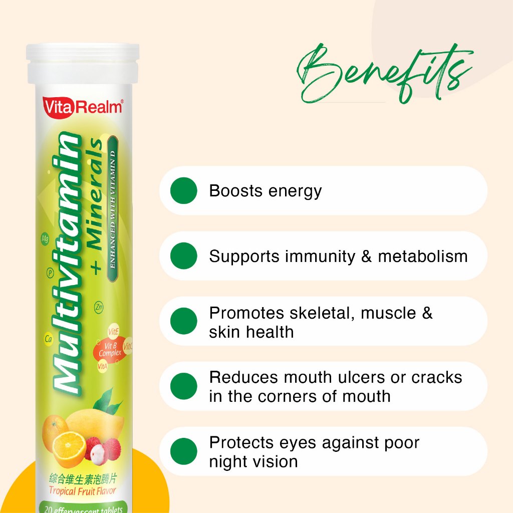[6 TUBES]VITAREALM MULTIVITAMIN EFFERVESCENCE TABLETS 20S | Shopee ...