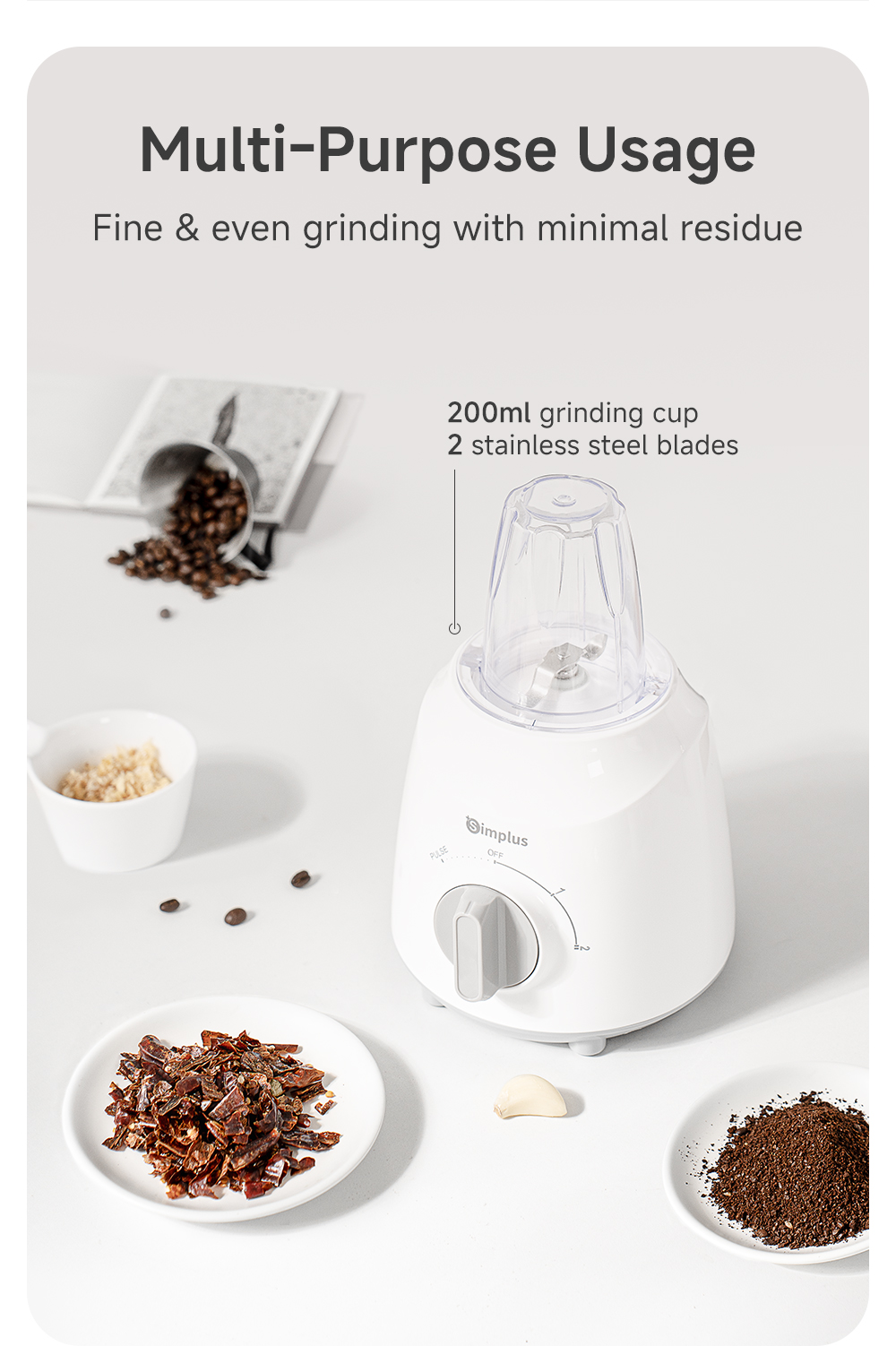 Simplus Multi-functional Blender | Single-Knob Food Processor | 1.5L ...