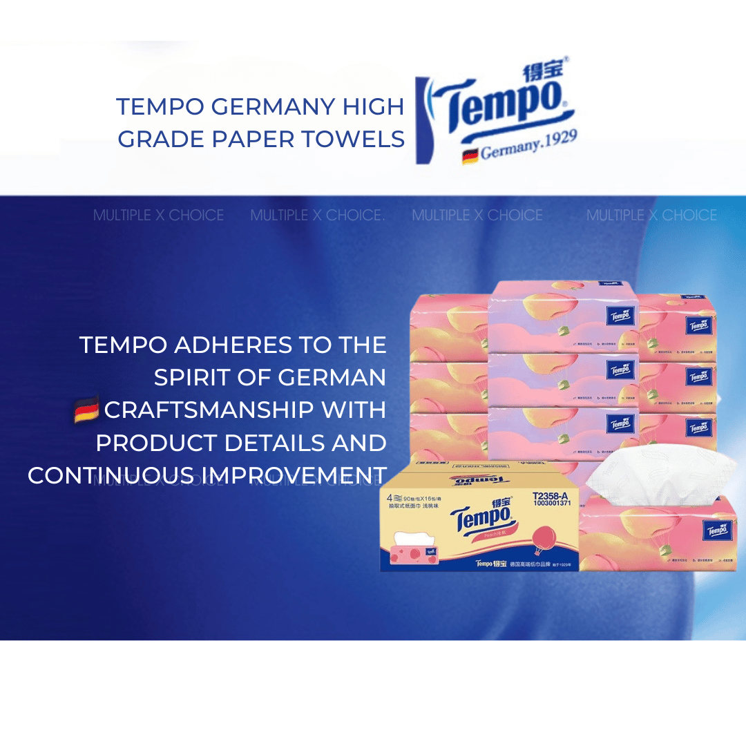 Tempo 4‑Ply Facial Tissue Paper Carton - Peach Scent 90 Sheets x 16 ...