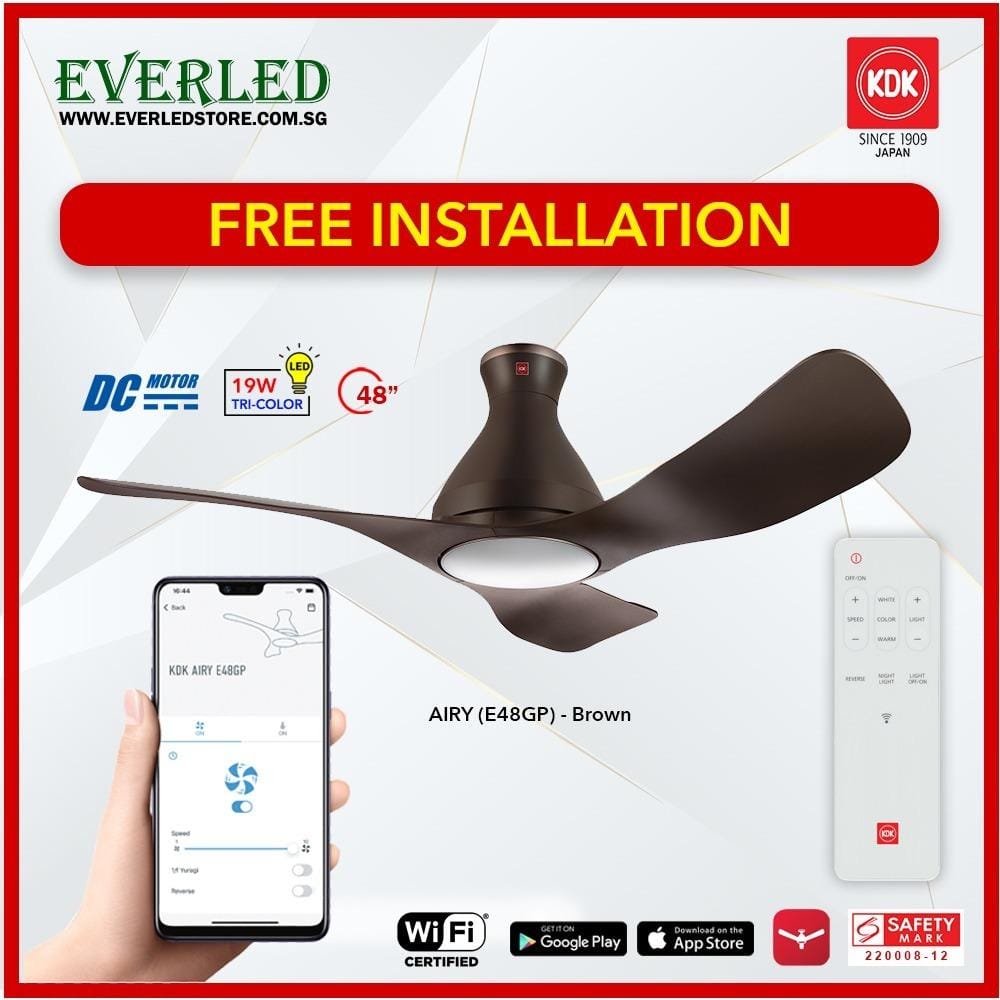 [FREE INSTALLATION] KDK Airy E48GP/E48HP (48")/ H56GP (56") Smart DC ...