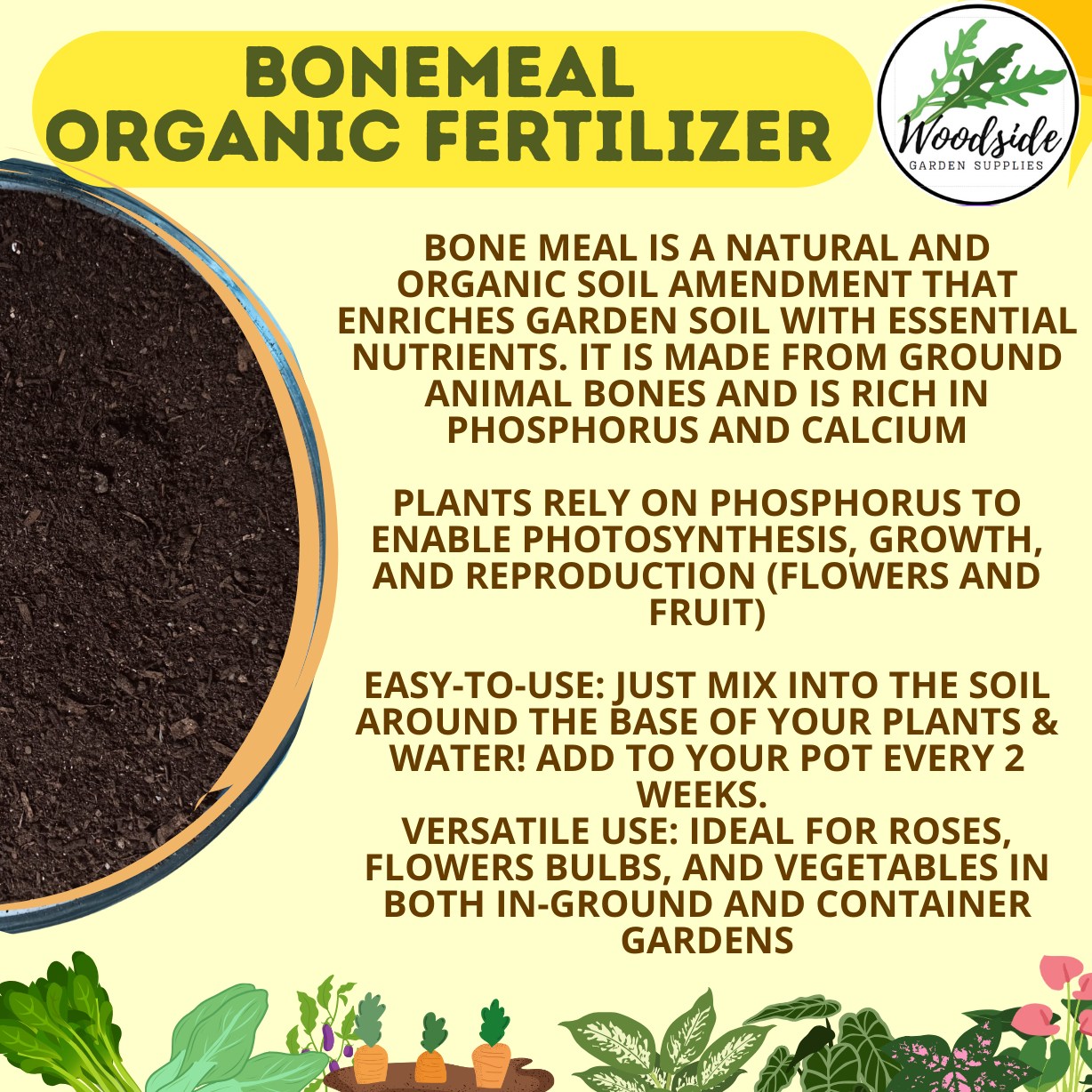 Woodside Bone Meal Bonemeal Organic Fertiliser/Fertilizer Flowering ...