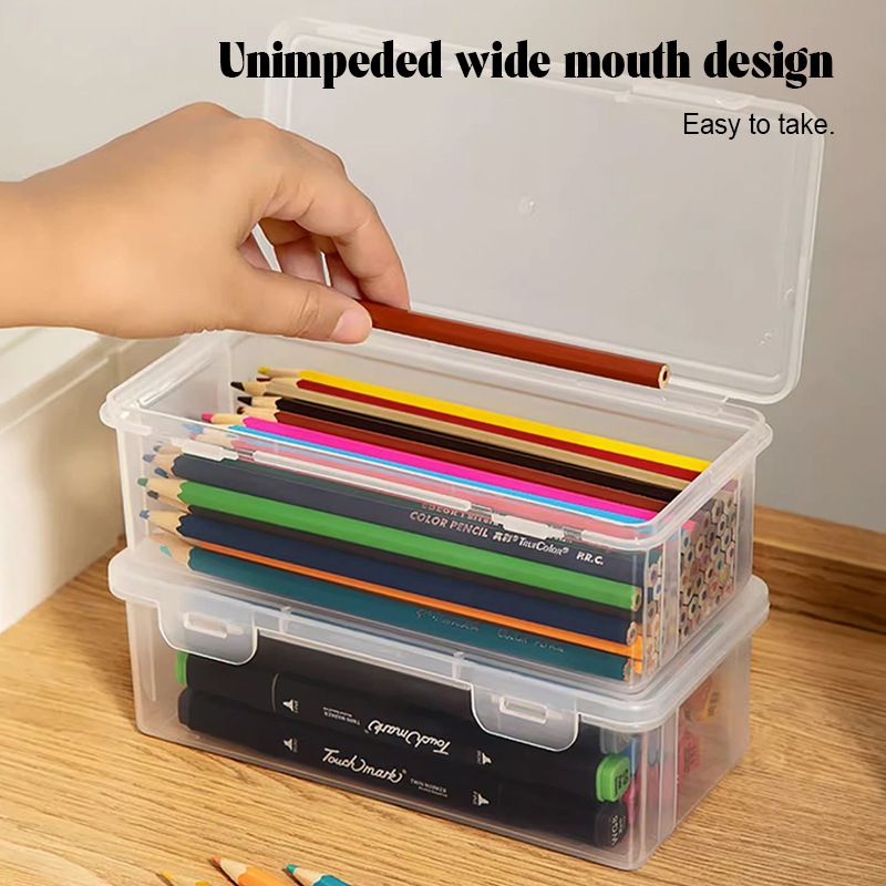 【SG】Large Capacity Transparent Stationery Storage Box Transparent ...