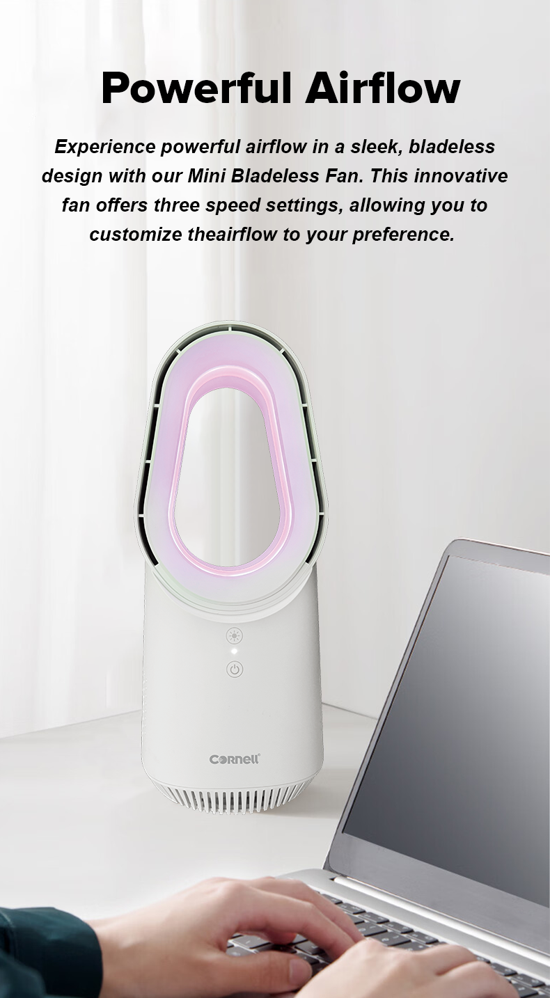 Cornell Mini Bladeless Fan with Ambient Light CBFS01WH | Shopee Singapore