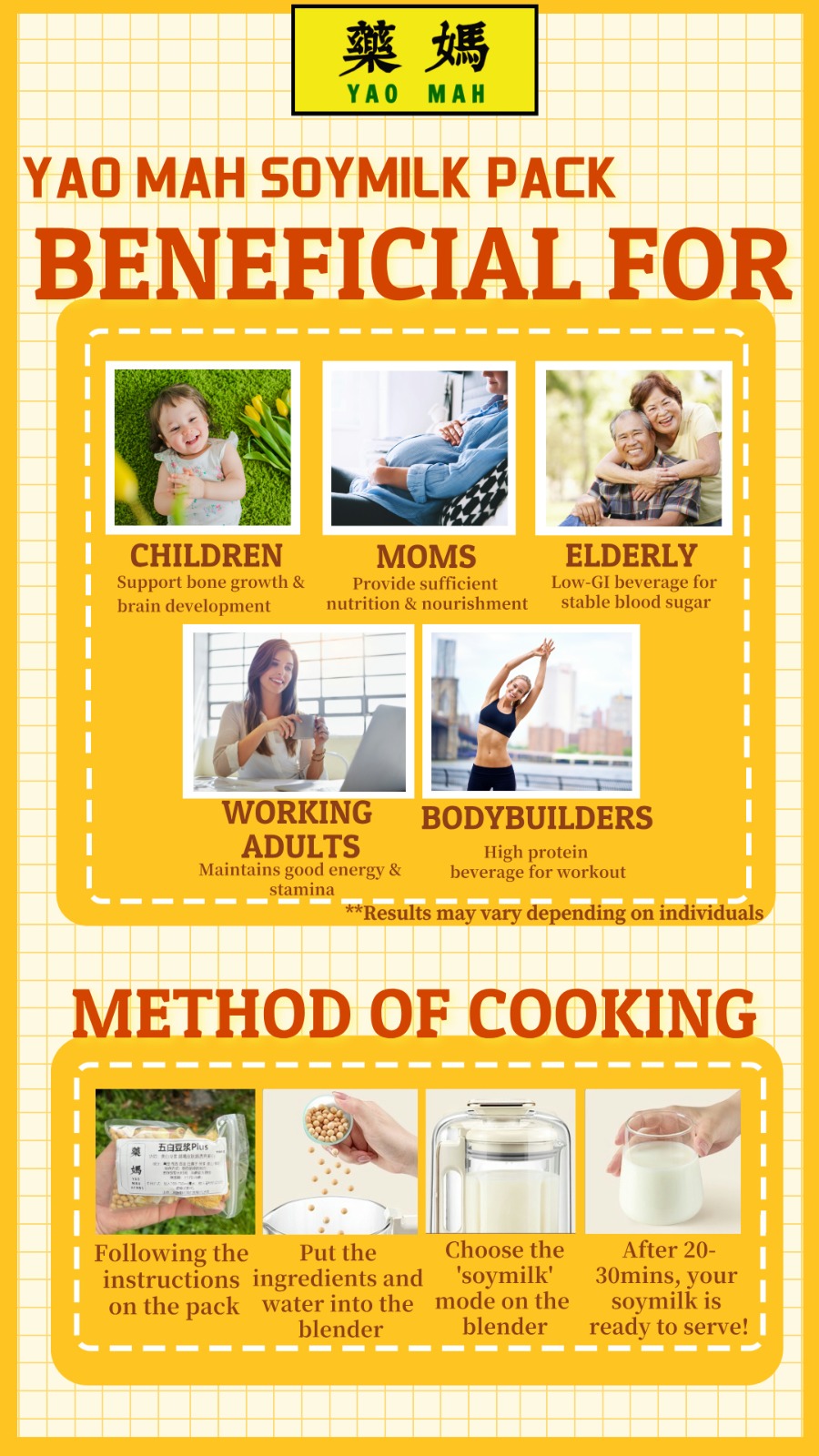 Yao Mah Herbs Hight Speed Blender Ingredients【White 5 Plus Soybean Milk ...