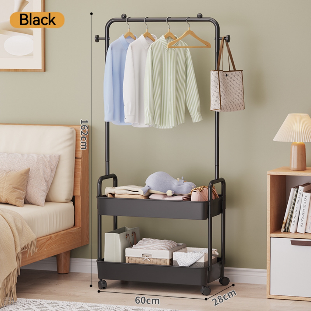 🚚SG SELLER🚚Cloth Hanging Rack With Wheels/Clothes Hanger With Double ...