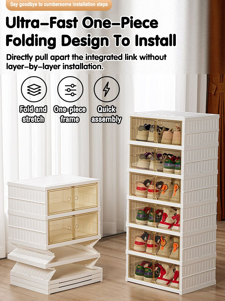 【TOP ONE】Foldable shoe rack shoe box Multi-functional transparent ...
