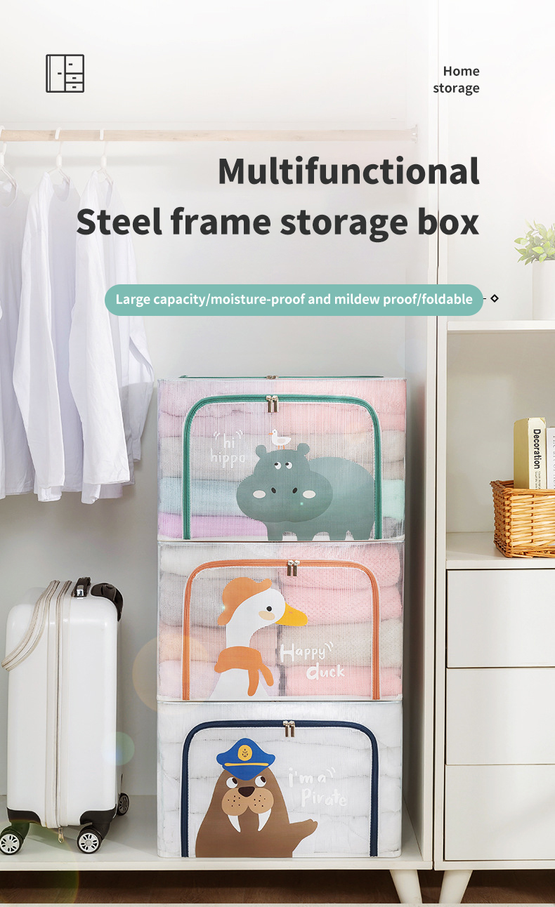 (HOME+) 66L Transparent Clothing Storage Box Folding Baina Box Large ...