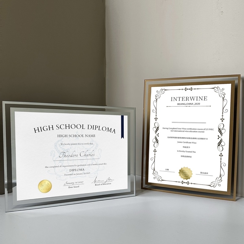 SG Stock A4 Size Crystal Clear Glass Certificate Holder Picture Frame ...