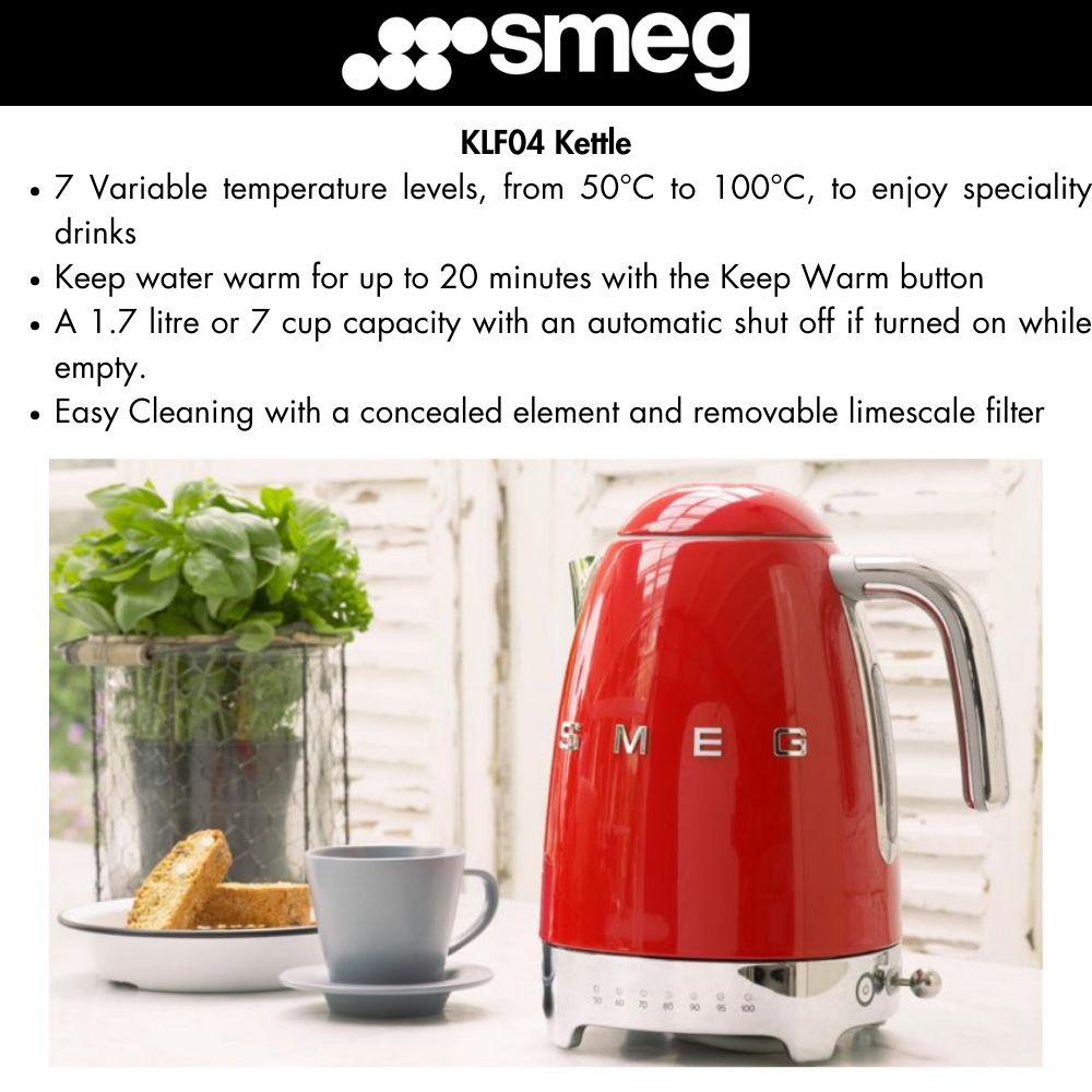 SMEG Breakfast Set,1.7L Variable Temperature Kettle + 2 Slice Toaster ...