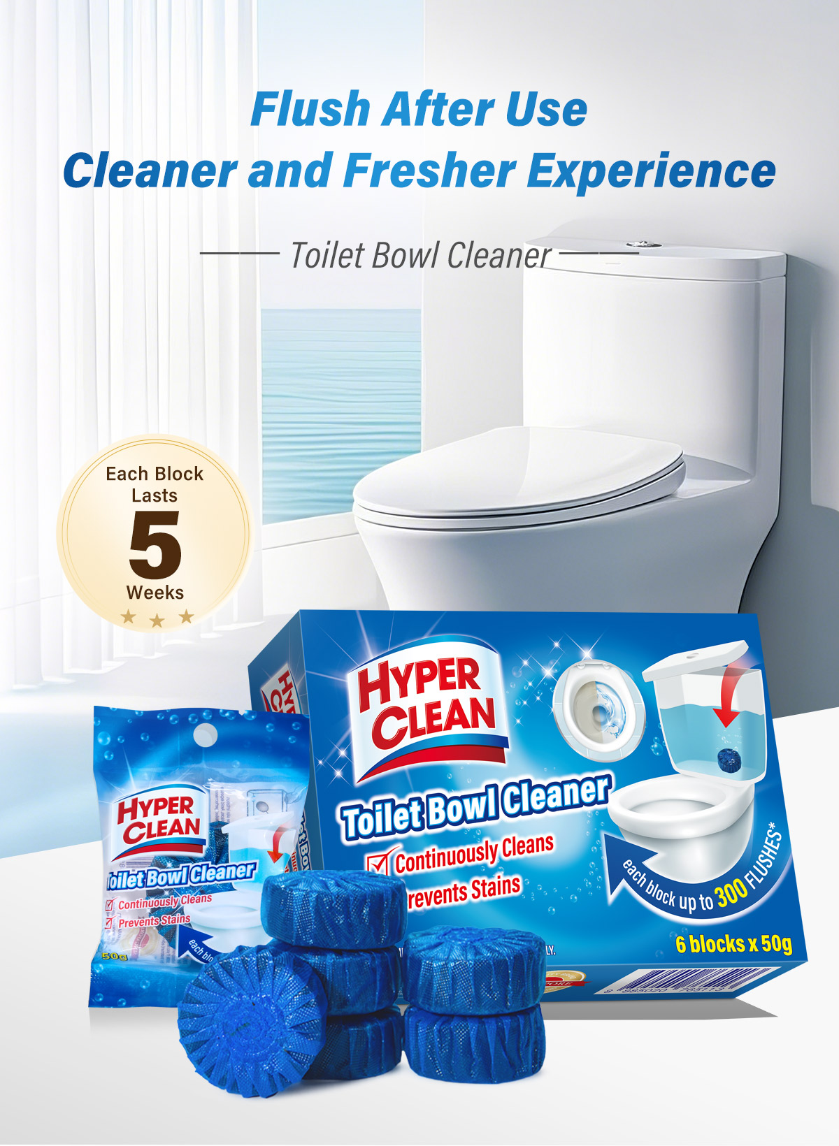 HYPER CLEAN Toilet Cleaner Tablet Auto Toilet Bowl Cleaner Fast Toilet ...