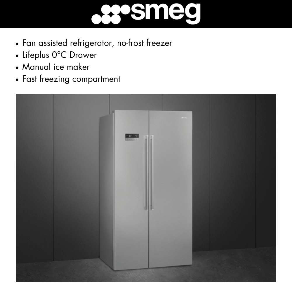 SMEG Side-by-Side Fridge, Classic Aesthetic SBS63XNSG with 2 Years ...