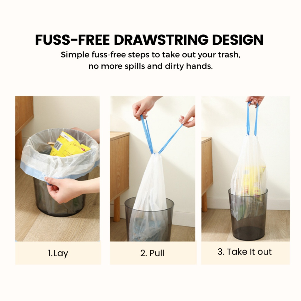 Drawstring garbage bag 75Pcs household portable kitchen garbage bag ...