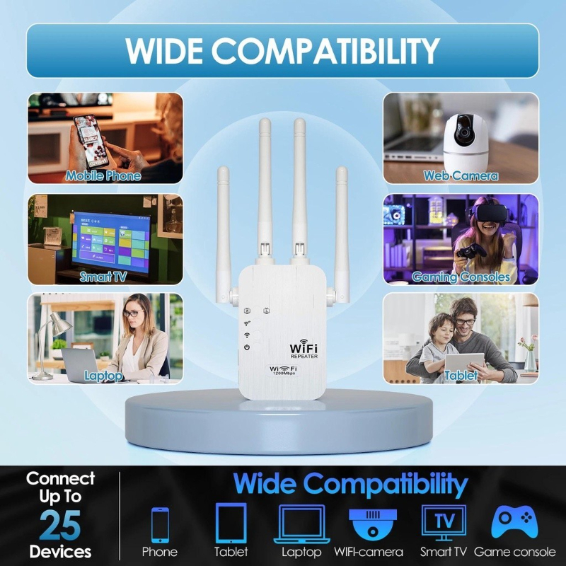 （🔥SG stock🔥 ）1200Mbps Wifi Repeater Wireless 5G 2.4G Dual-Band Wifi Extender 802.11ac Wifi ...