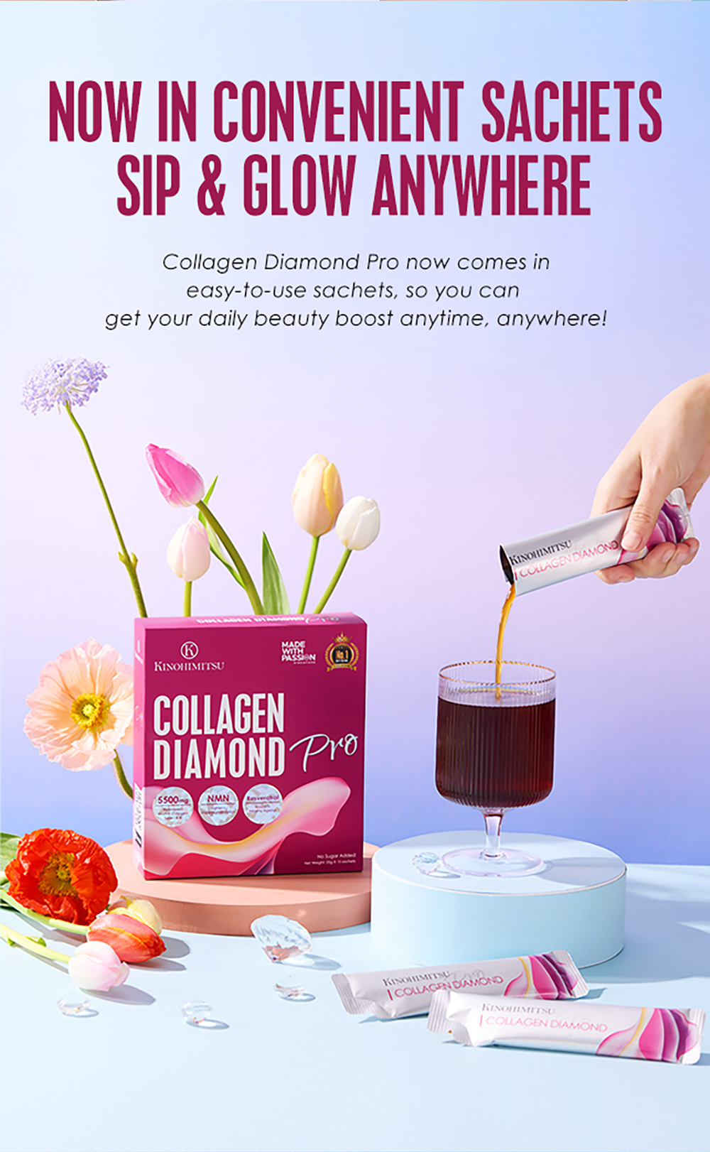 [NEW] Kinohimitsu Collagen Diamond Pro 5500mg with NMN Supplement 25g ...