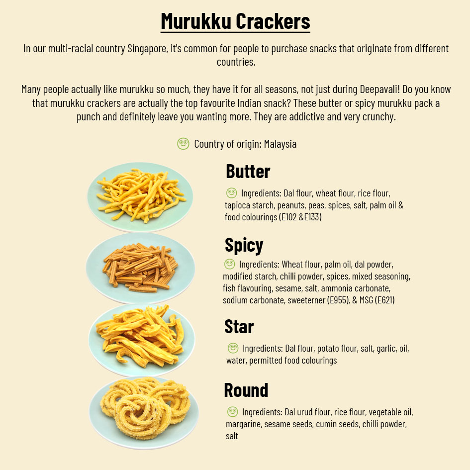 SnackFirst Murukku Crackers (Butter/Spicy/Star/Round)- Local Deepavali ...