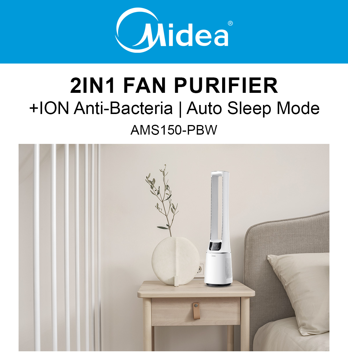 Midea MAM060CPAPWH DC Motor Bladeless Fan with Air-Purifier | Shopee ...