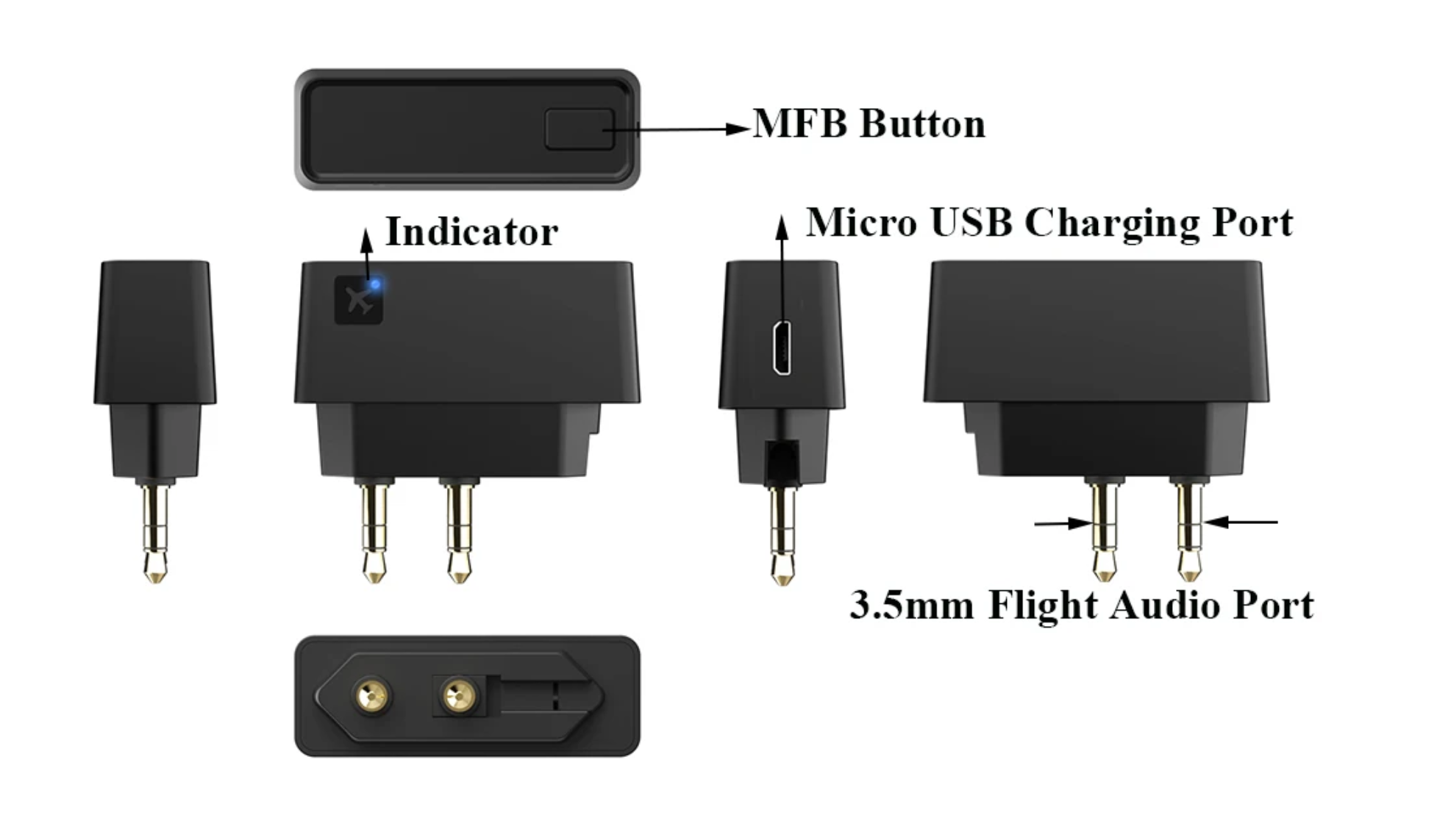 Bluetooth 5.0 Airplane Inflight Entertainment Adapter A2DP Wireless ...