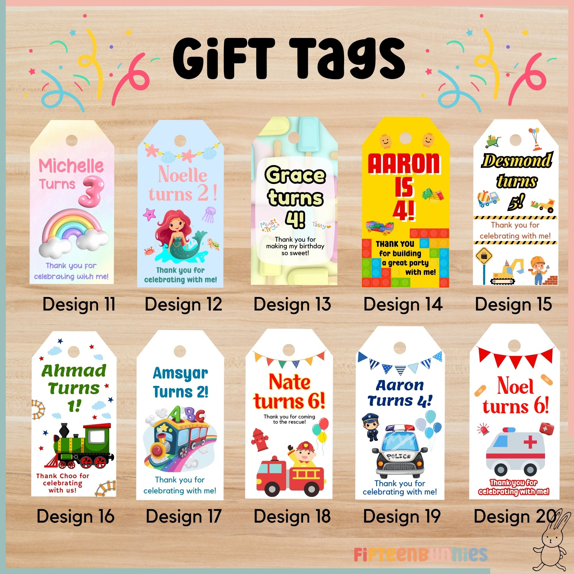 Personalized Gift Tag | Kids Birthday Party Event | Tag for Goodie Bag ...